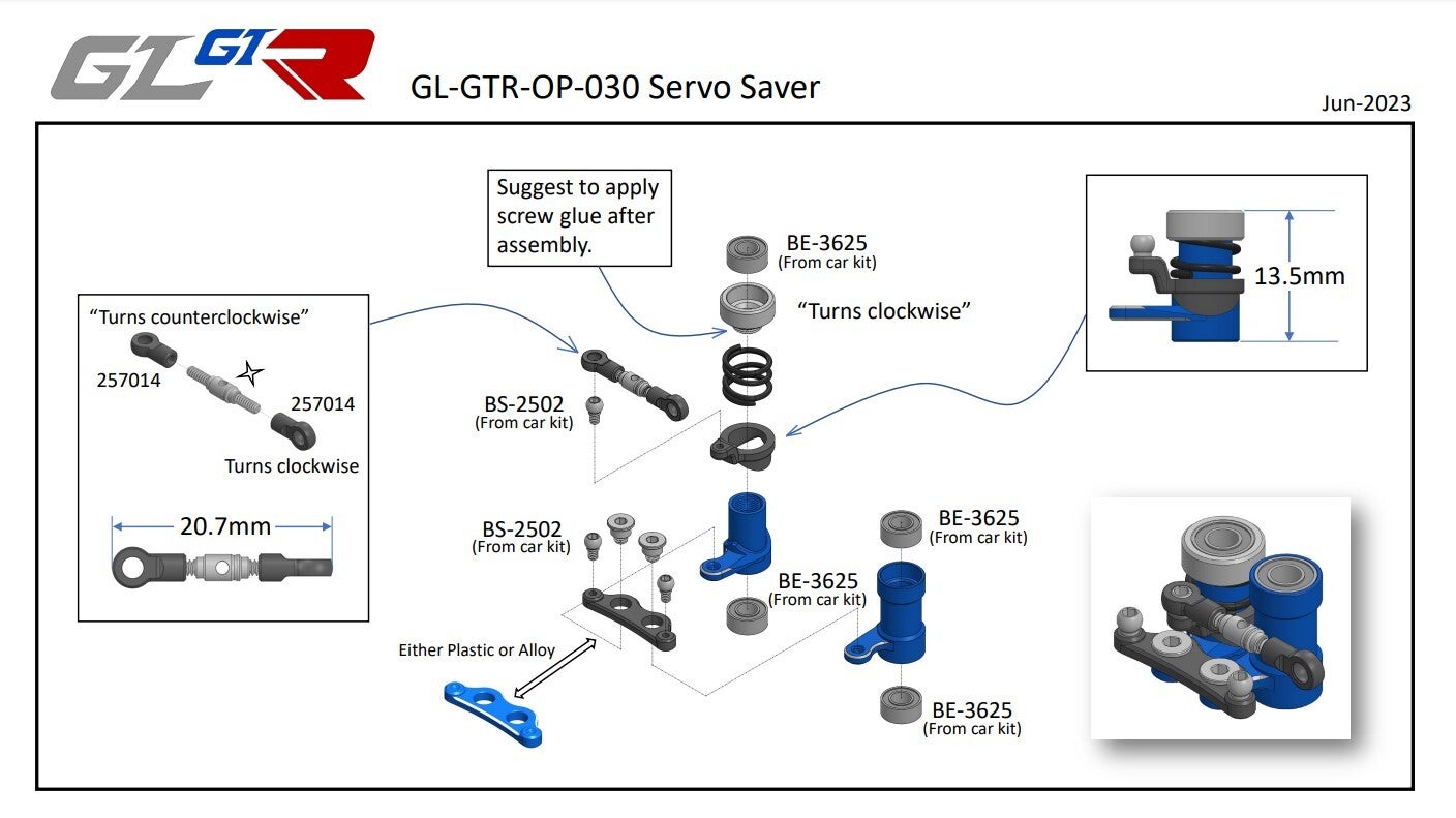 GL-GTR 7075-T6 Aluminum Dual-Crank Steering & Servo Saver Set - GL ...