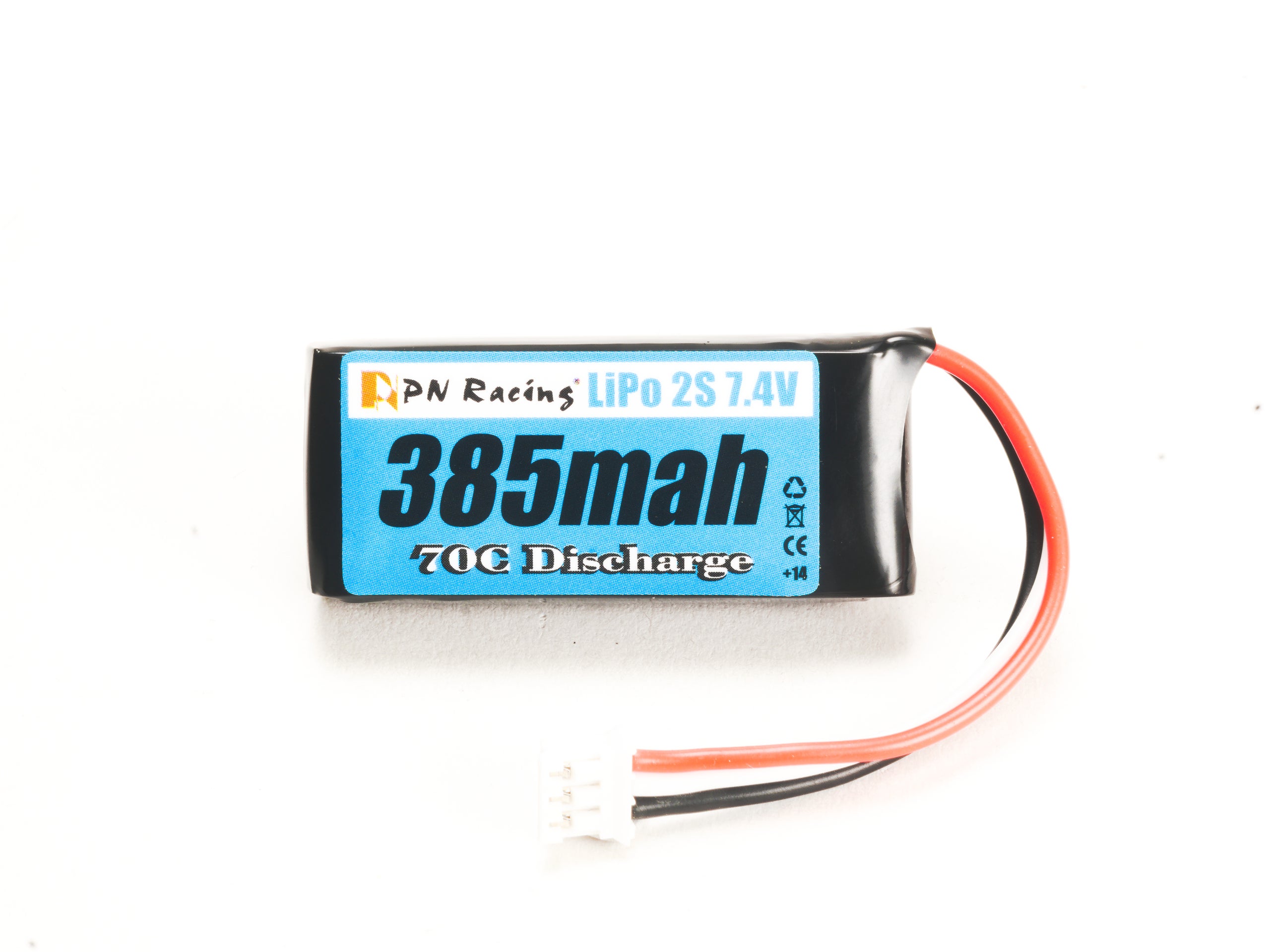 385mAH 7.4V 2S LiPo Battery 70C Discharge - PN Racing | Wolfram RC