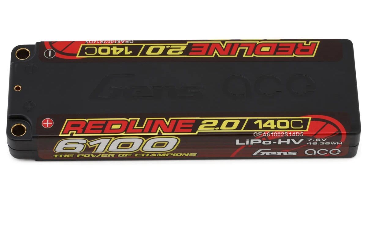 Redline 2.0 6100mAh 140c 7.6V 2S LiHV LCG - Gens Ace | Wolfram RC